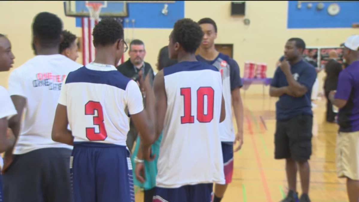 Police basketball league awards participants