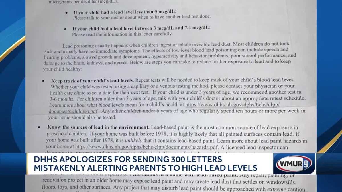 DHHS: Letters sent to parents about lead testing sent in error