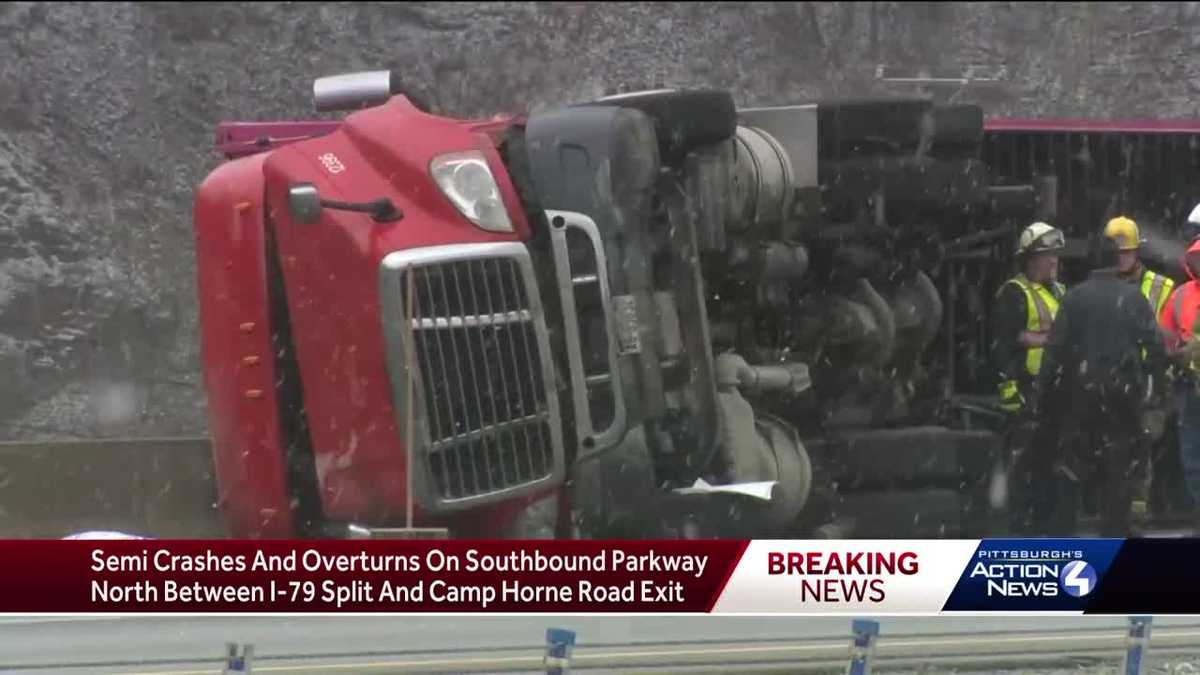 Semitruck overturns on Interstate 279, causing southbound delays near ...
