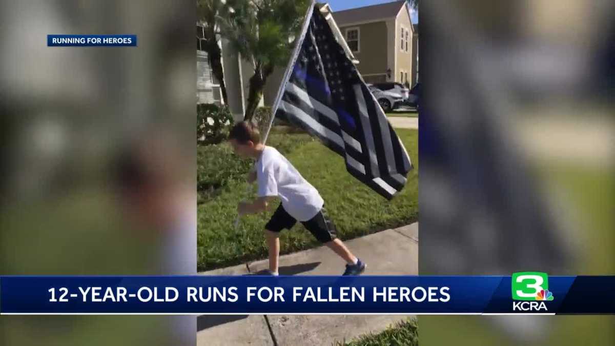 12-year-old runs a mile for every fallen first responder