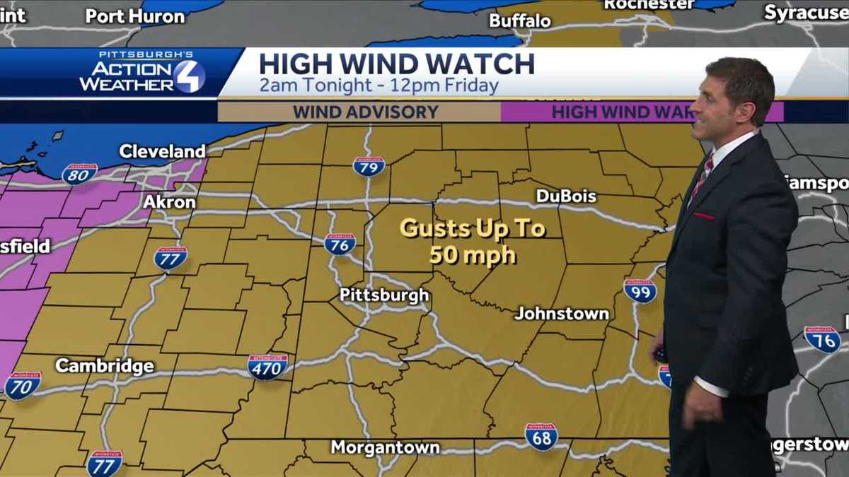 Pittsburgh weather: Rain, high winds expected late Thursday, early Friday