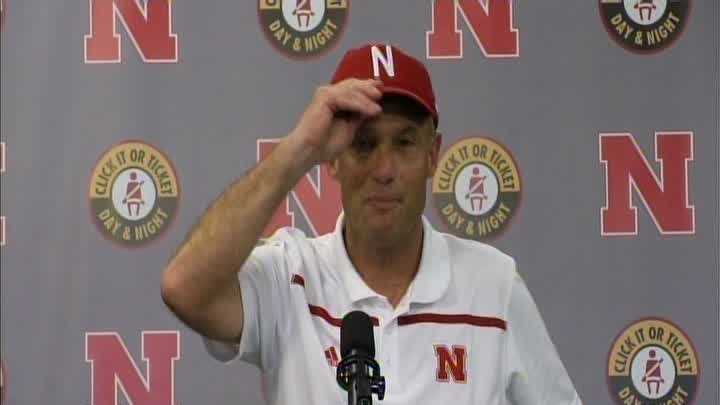Mike Riley addresses the media after Huskers lose to Wisconsin