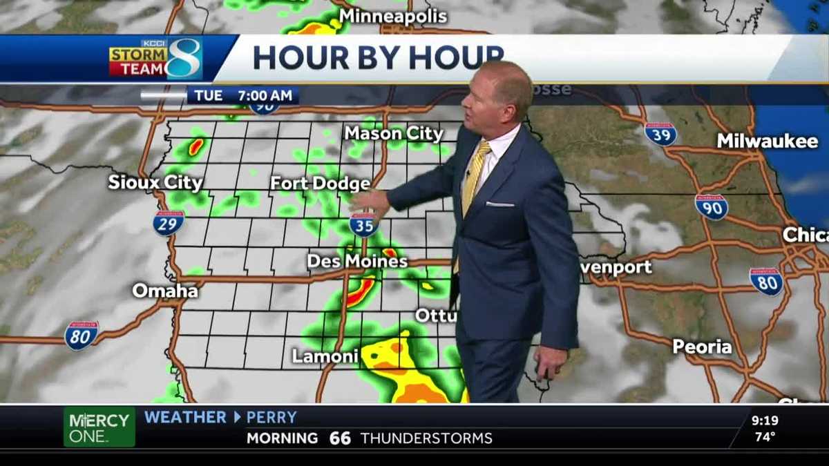 Clouds increase as overnight storms enter central Iowa