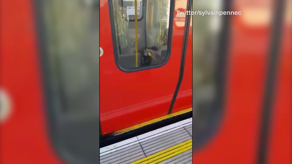 Video shows burning bucket following reports of London train explosion