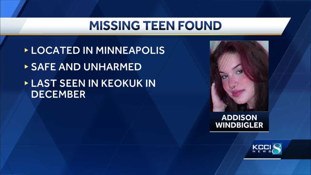 Missing teen last seen in Iowa has been found safe