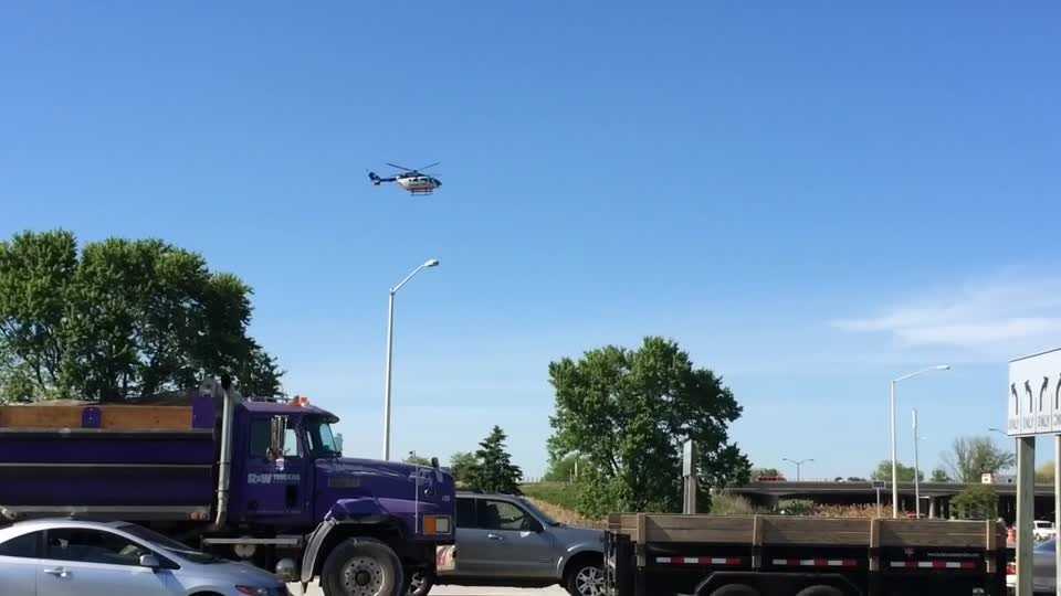 Raw Video: Flight For Life arrives for crash on I-94