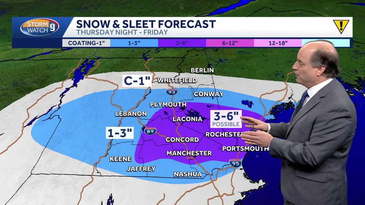 Nh forecast video: Snow, sleet expected Thursday night