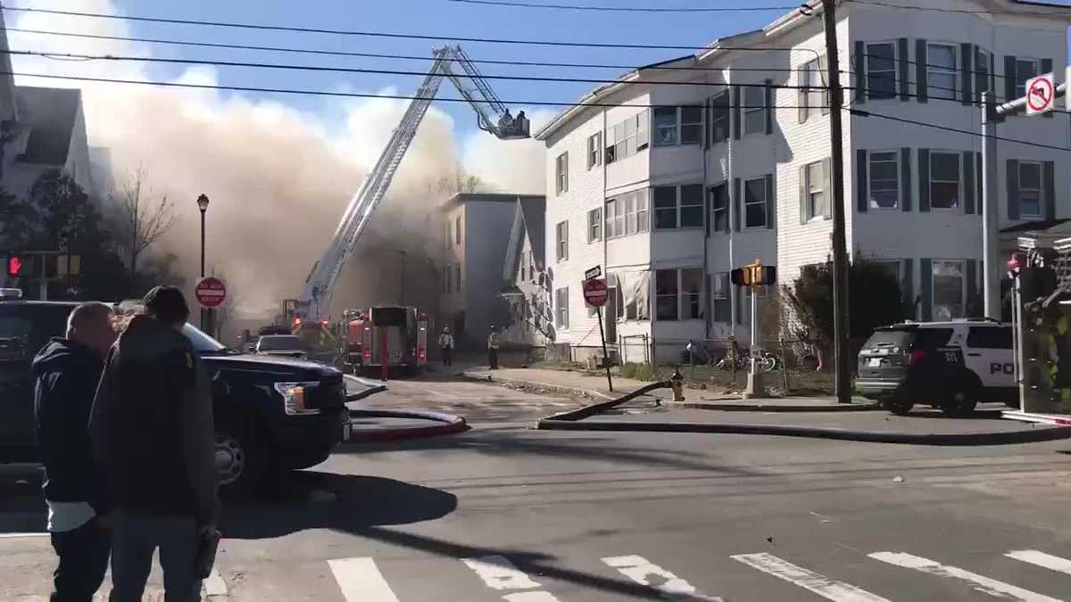 12 families displaced after large fire destroys two apartment buildings ...