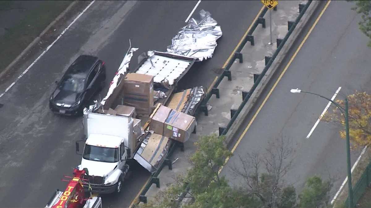Storrowed! Oversized truck ripped open by BU Bridge