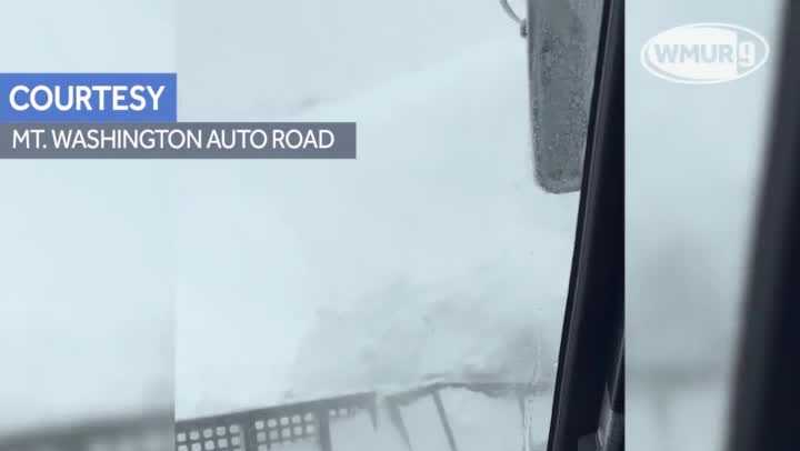 Video: Crews work to clear 20-foot snow drift on Mt. Washington