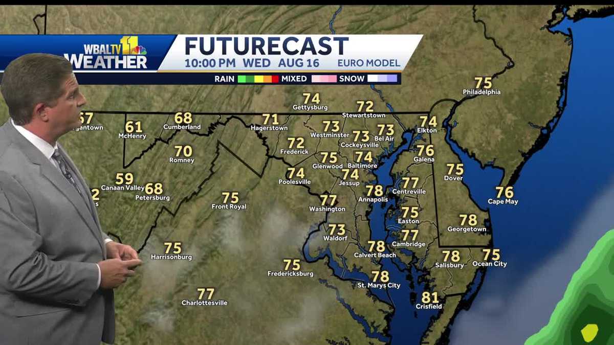 Clear and cooler in Maryland, less humidity Wednesday