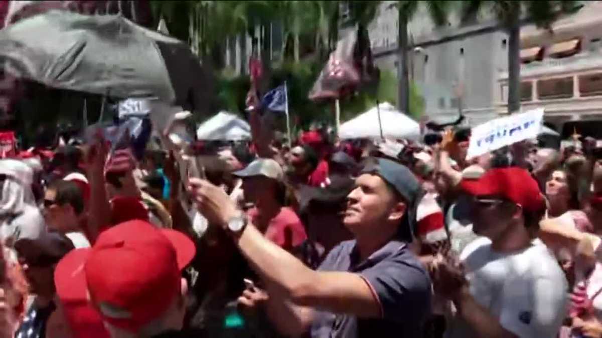 VIDEO: Hundreds show support for Trump outside Miami courthouse