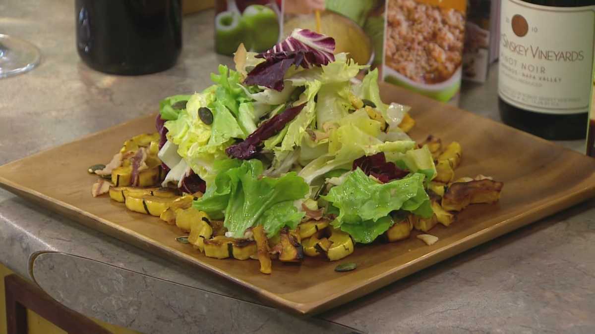 Roasted delicata squash and winter chicory salad