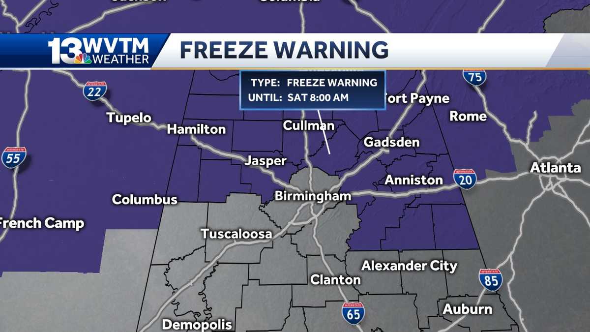 Freeze warning Friday night, Freeze watch for Saturday