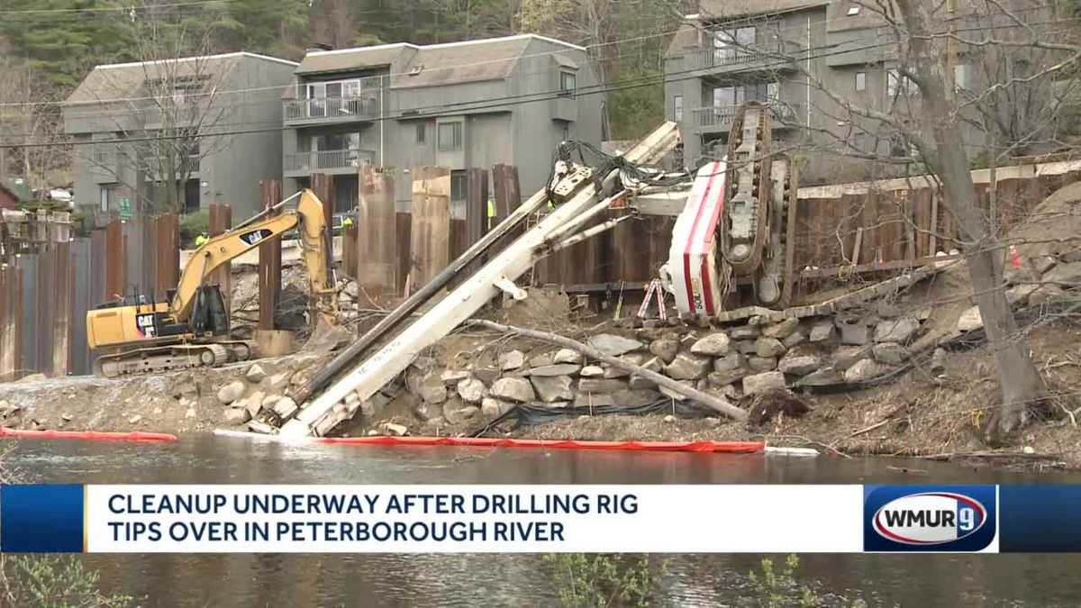 Cleanup underway after drilling rig tips over into Contoocook River