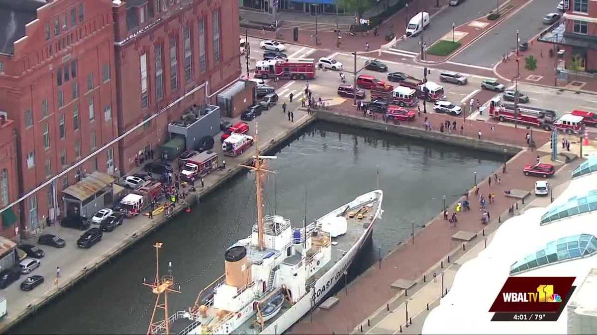 Divers pull man from water behind Power Plant Live