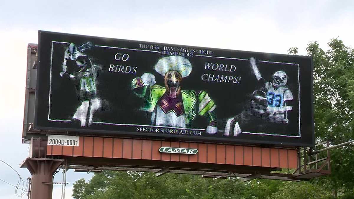 Take a look at what an Eagles fan did to a billboard near Gillette Stadium