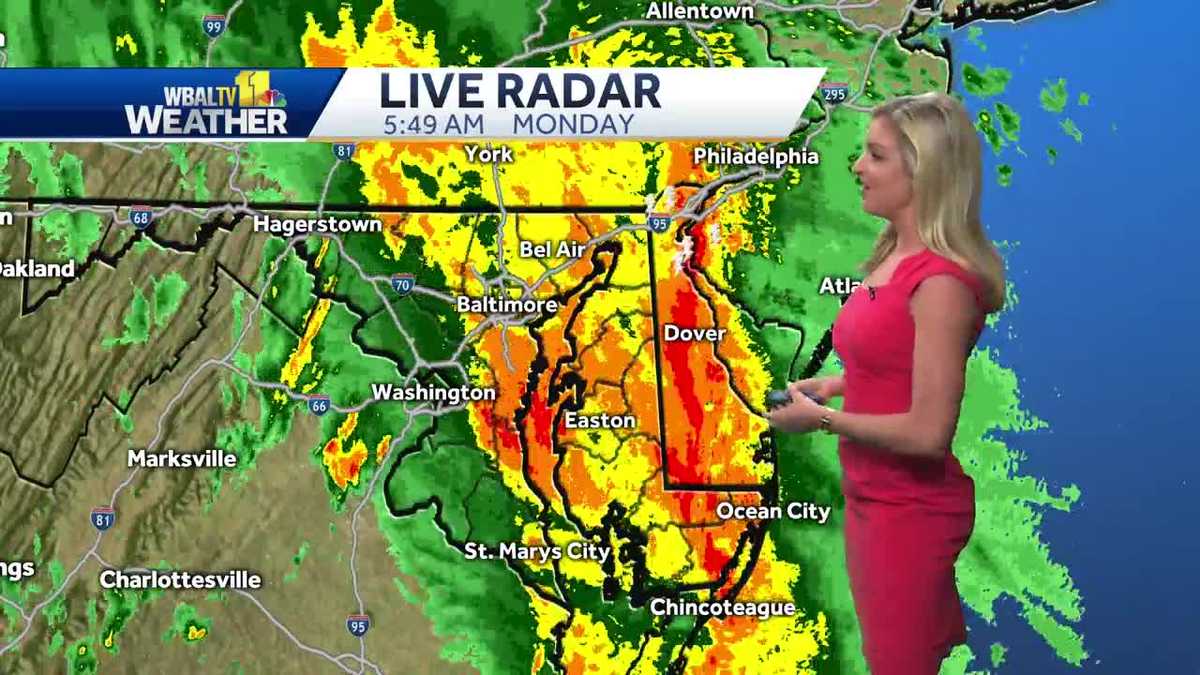 Steady rain moving through Maryland