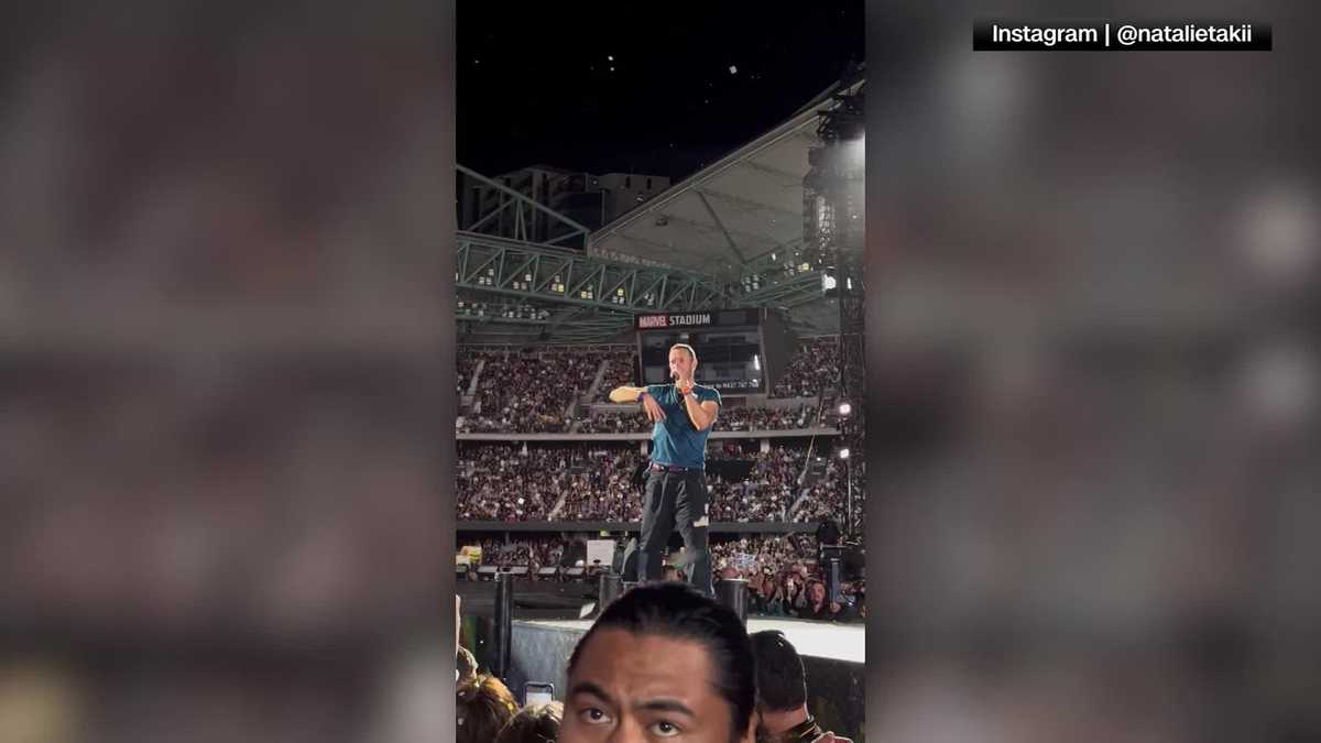 Chris Martin falls into hole in stage during Coldplay gig in Australia