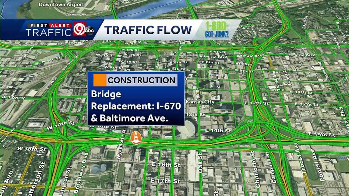 KANSAS CITY TRAFFIC: Large chunk of I-670, south side of downtown loop ...