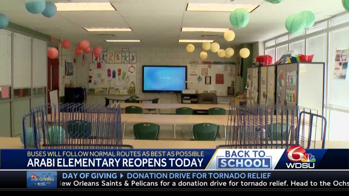 Arabi elementary reopens after tornado damage, power outages