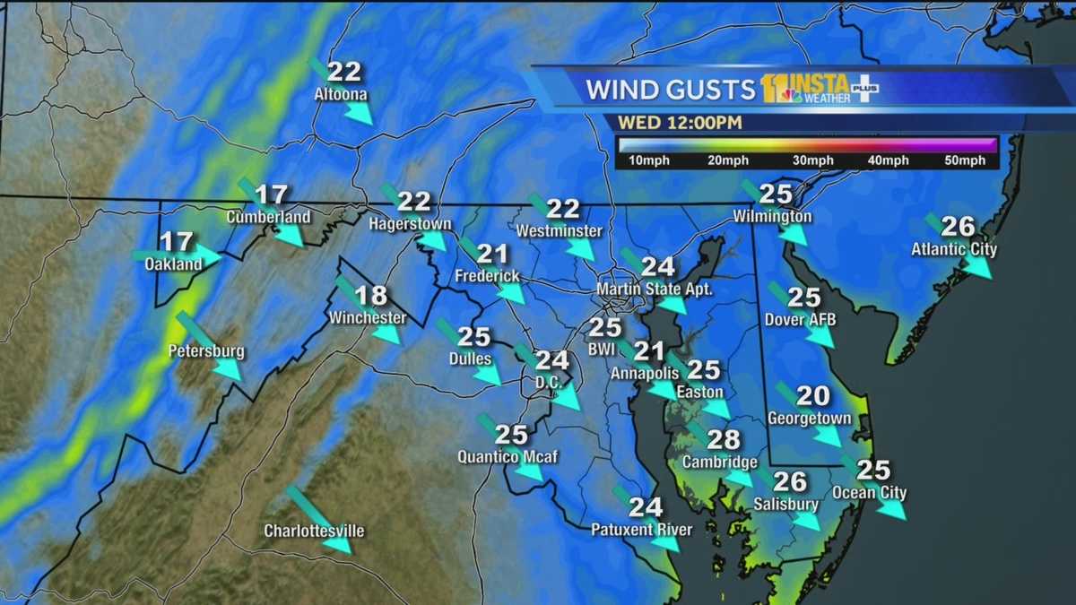 Winds picking up on cold Wednesday afternoon