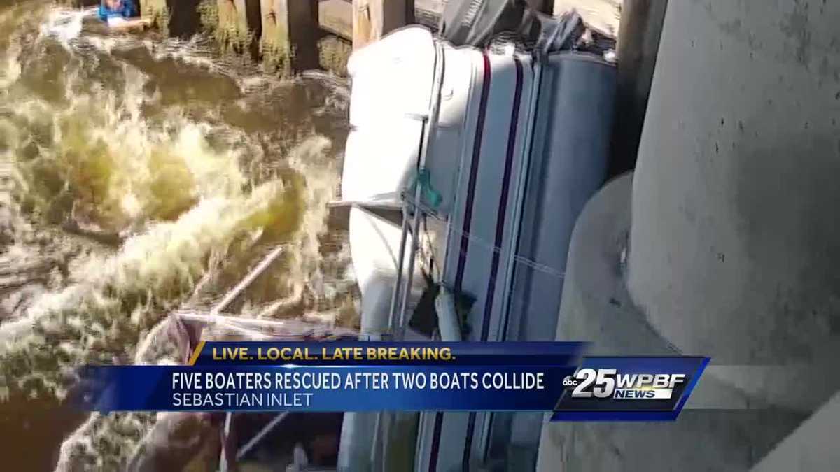 Five boaters rescued after two boats collide in Sebastian Inlet