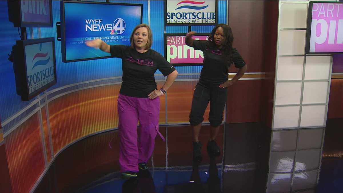 Zumba instructors demonstrate "reggaeton"