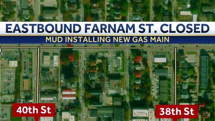 Farnam Street closed gas main preparations