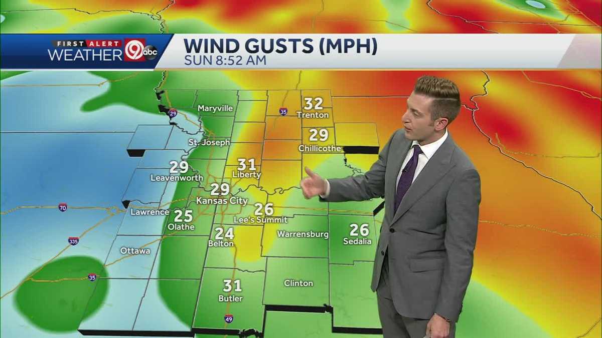 Windy Sunday, temperatures in the mid-50s