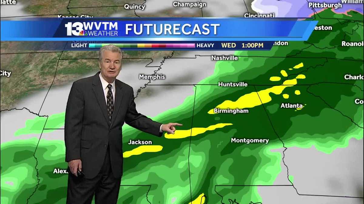 Rain moves in Tuesday morning