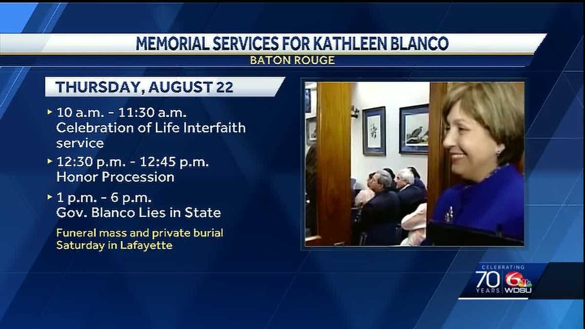 Flags at half staff for Gov. Blanco, services announced