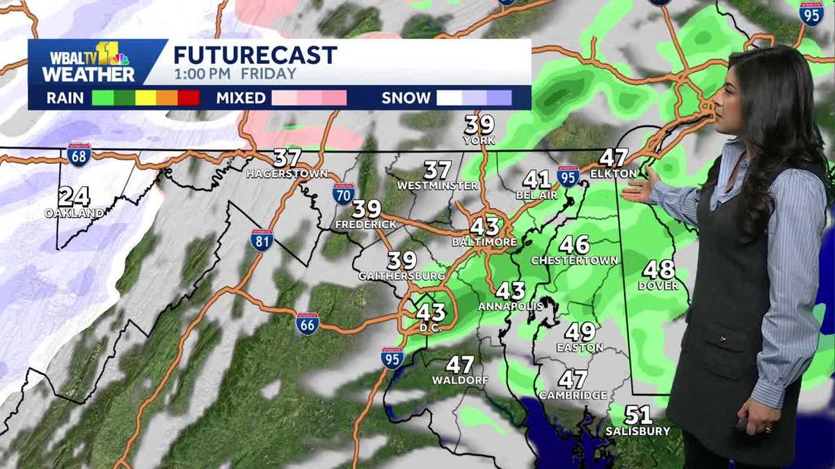 Baltimore Weather: Rain, gusty wind in Baltimore