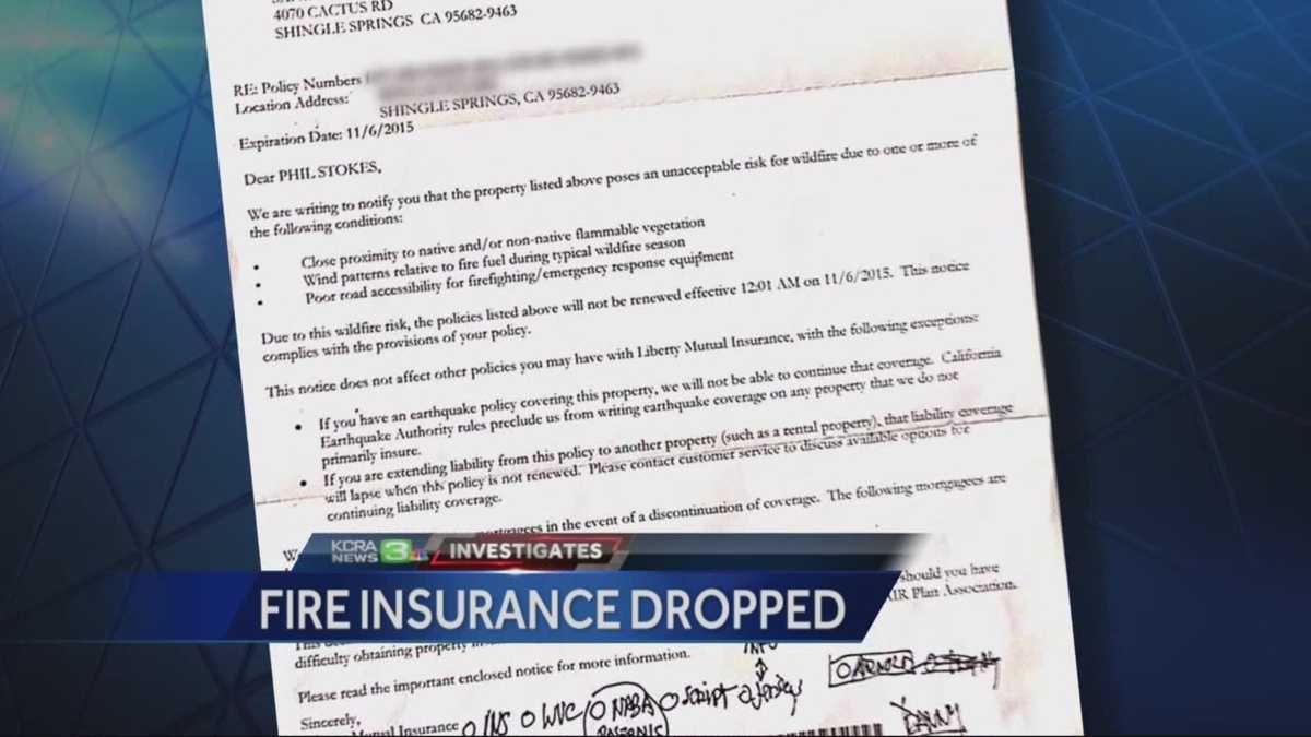 Insurance company drops homeowners because of wildfire danger