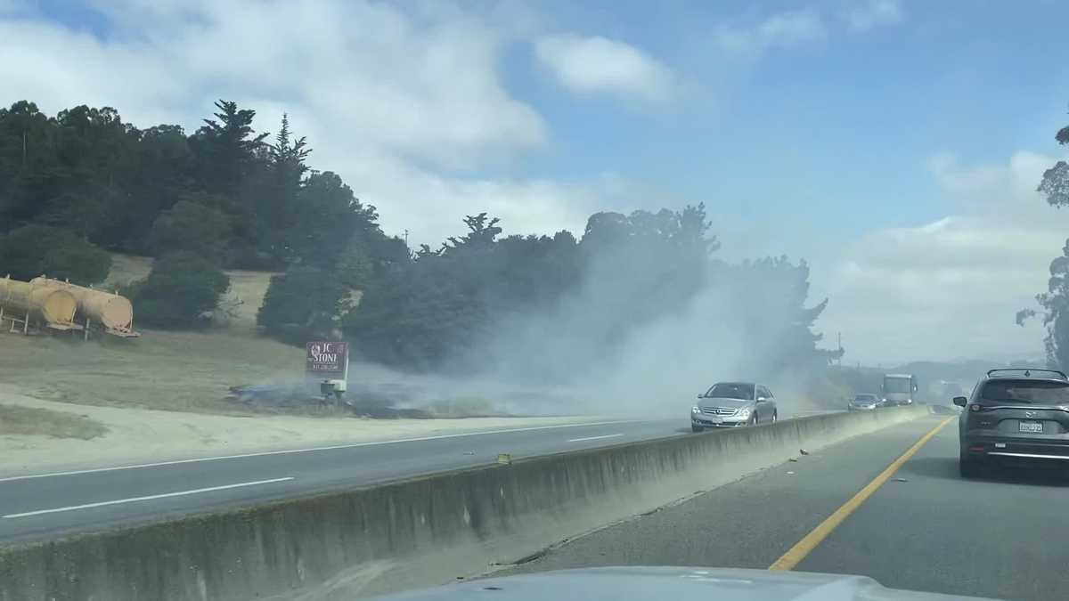 Fire breaks out on Highway 101 near Aromas, second in a matter of days