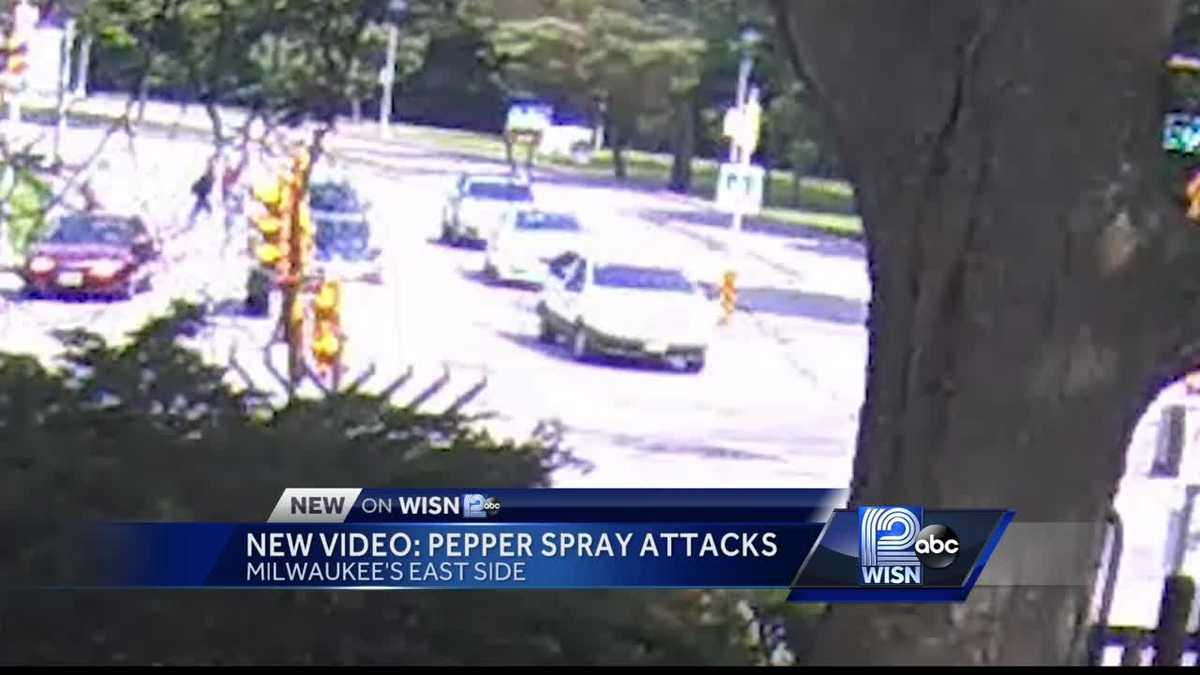 Surveillance video catches three teens moments before pepper spray attack