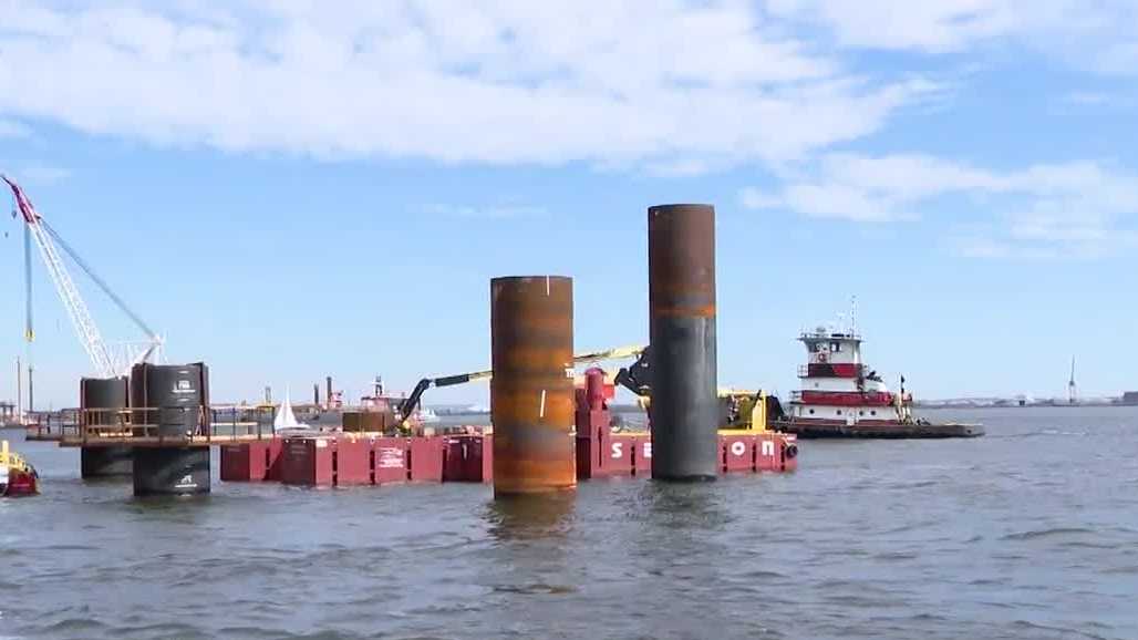 Officials give up-close look at progress made at Key Bridge site