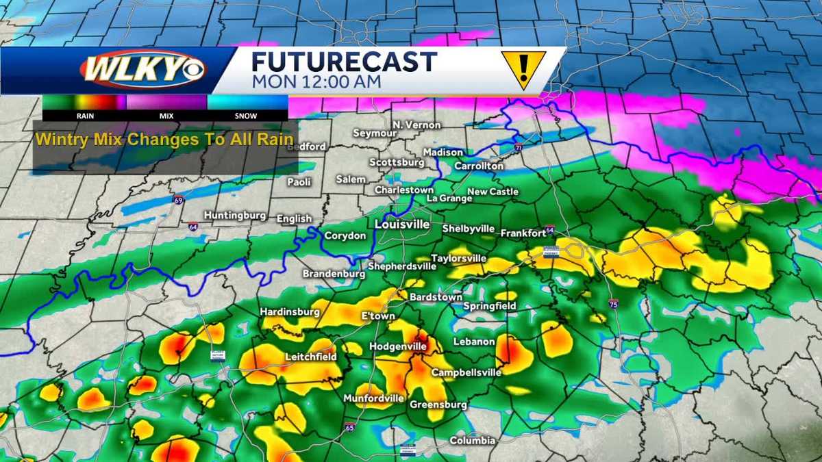 Wintry mix to rain by Monday