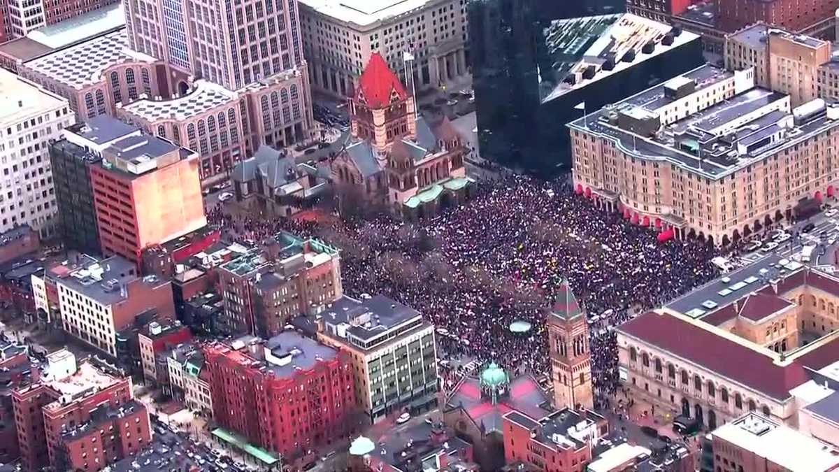 Sky5 footage captures massive crowd at Boston protest