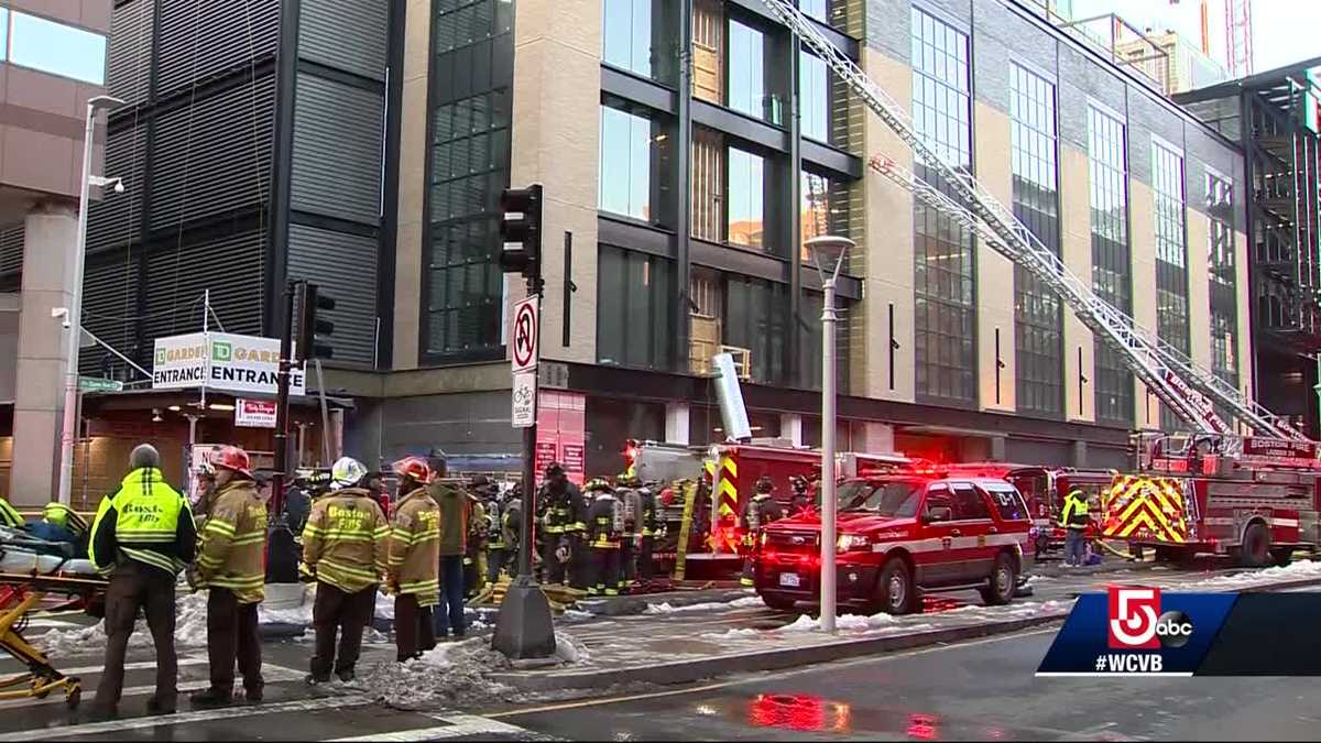Firefighters battle blaze in Boston high rise under construction