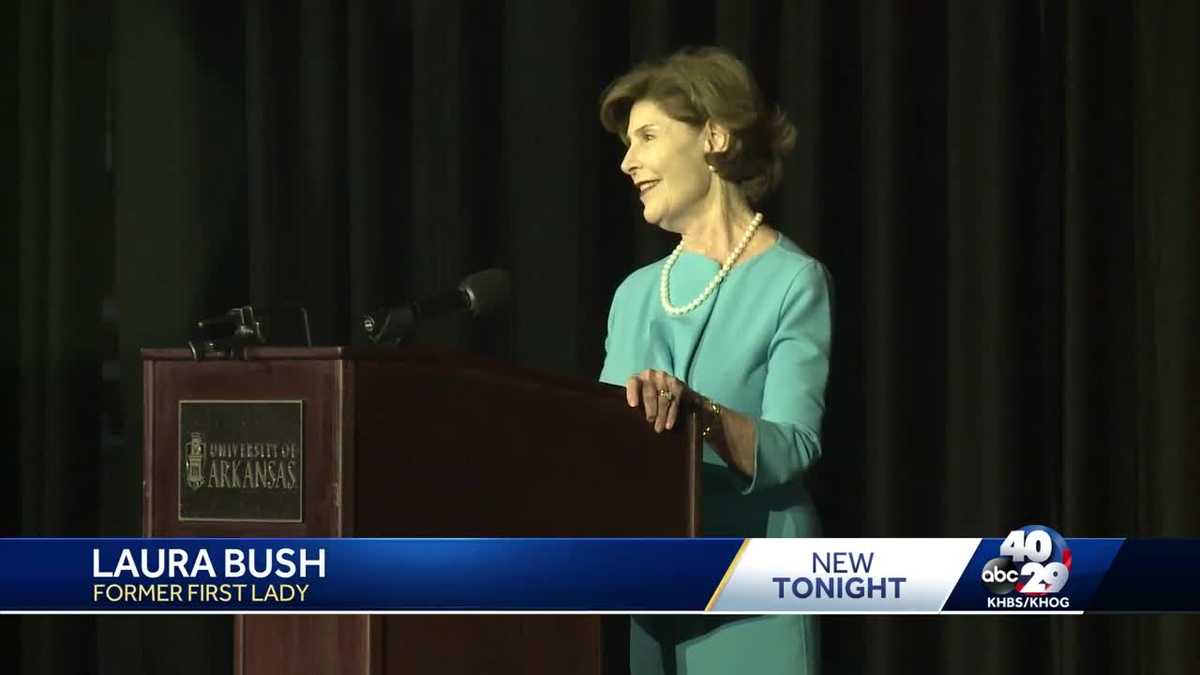 Former First Lady Laura Bush speaks in Fayetteville