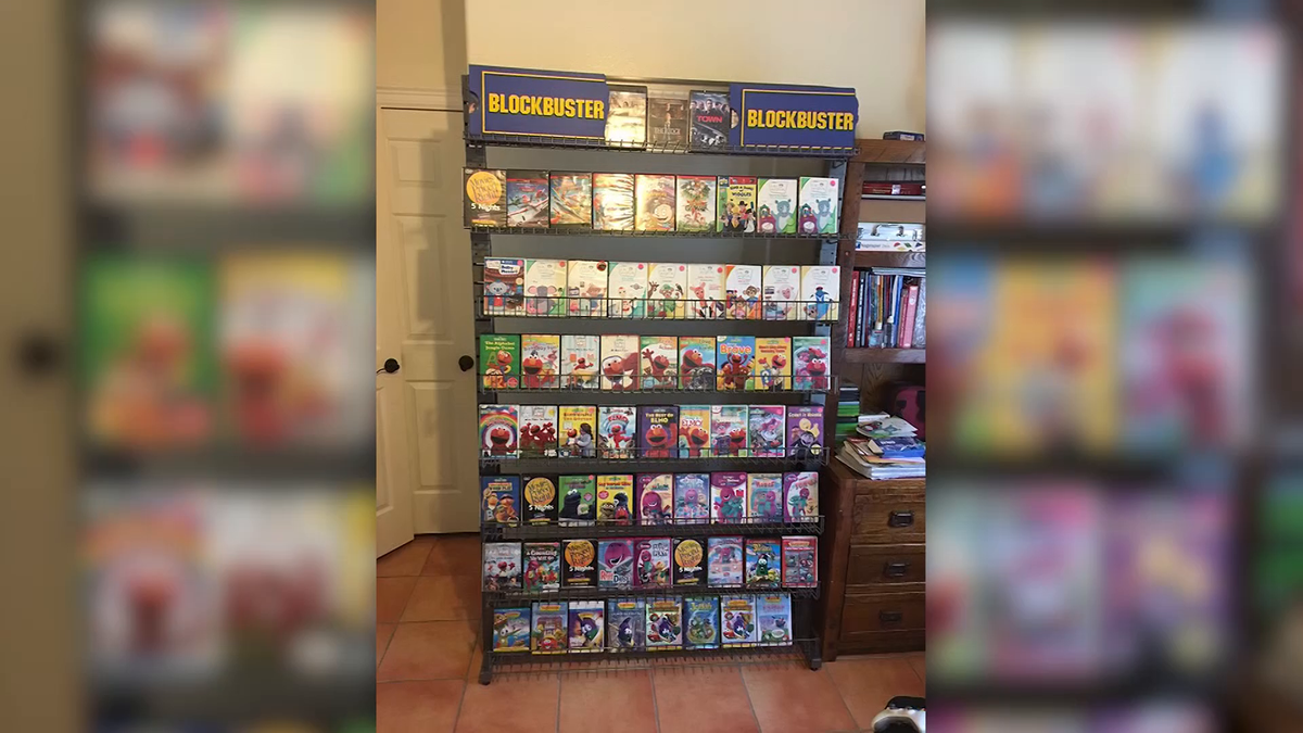 Dad builds Blockbuster shelf at home for autistic son