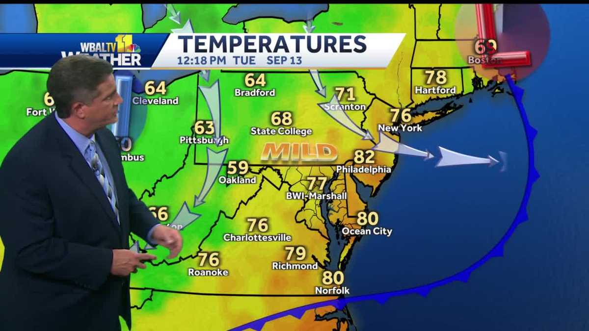 Mostly sunny and less humid conditions will continue through week