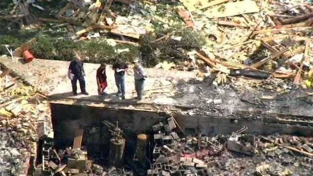 Raw video: Aerials of exploded home in York County