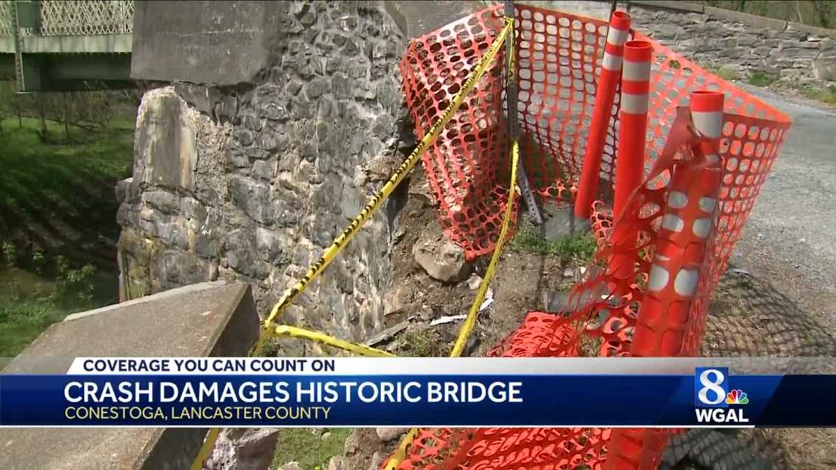 Crash damages historic bridge