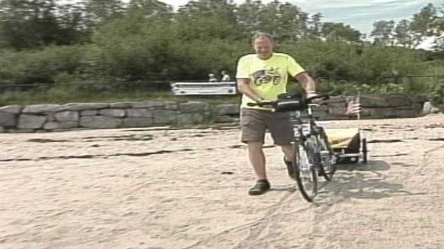 Man rides bike cross country for the blind