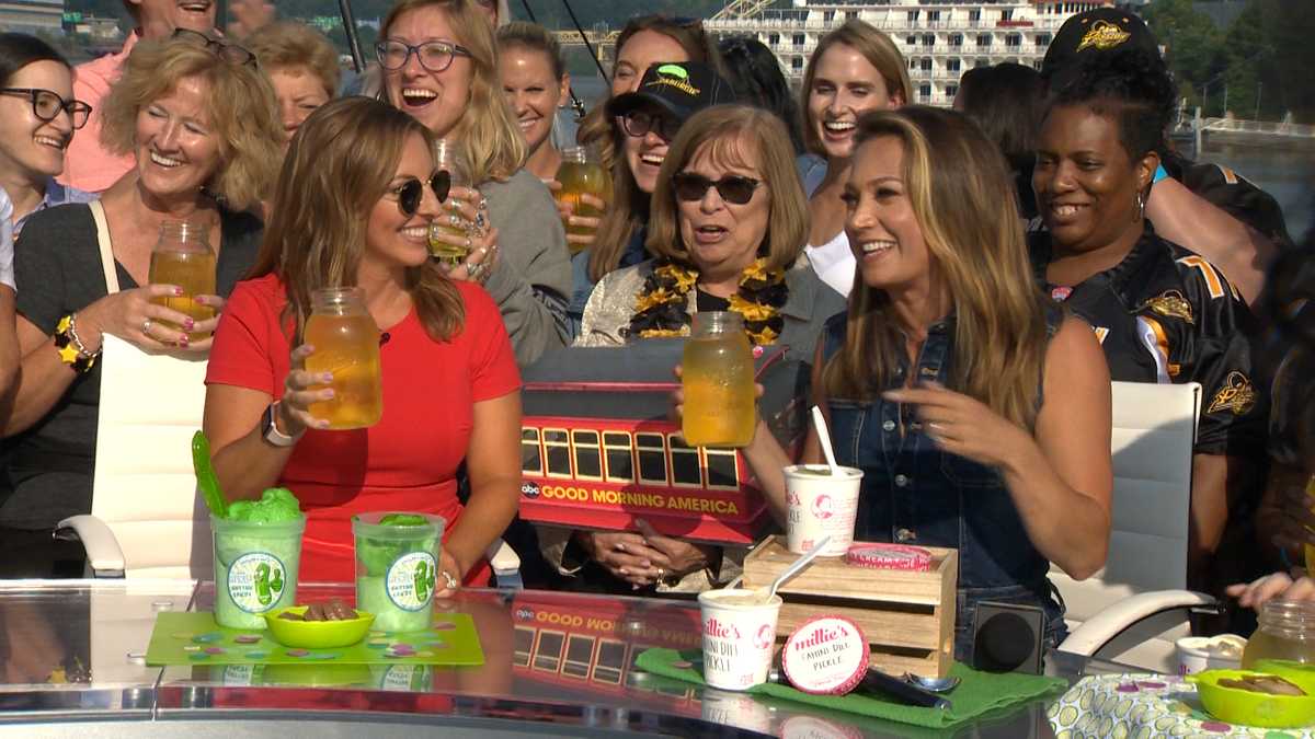 Cheers! A pickle juice toast with GMA's Ginger Zee, Ashley Dougherty