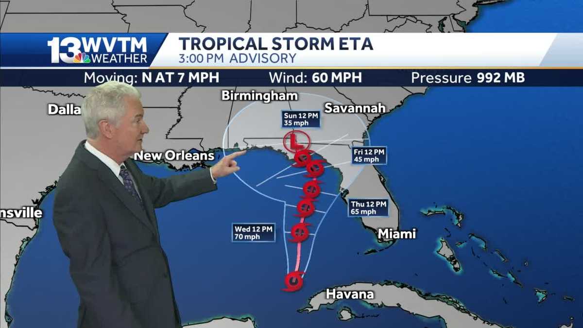 Tropical Storm Eta forecast track continues to shift