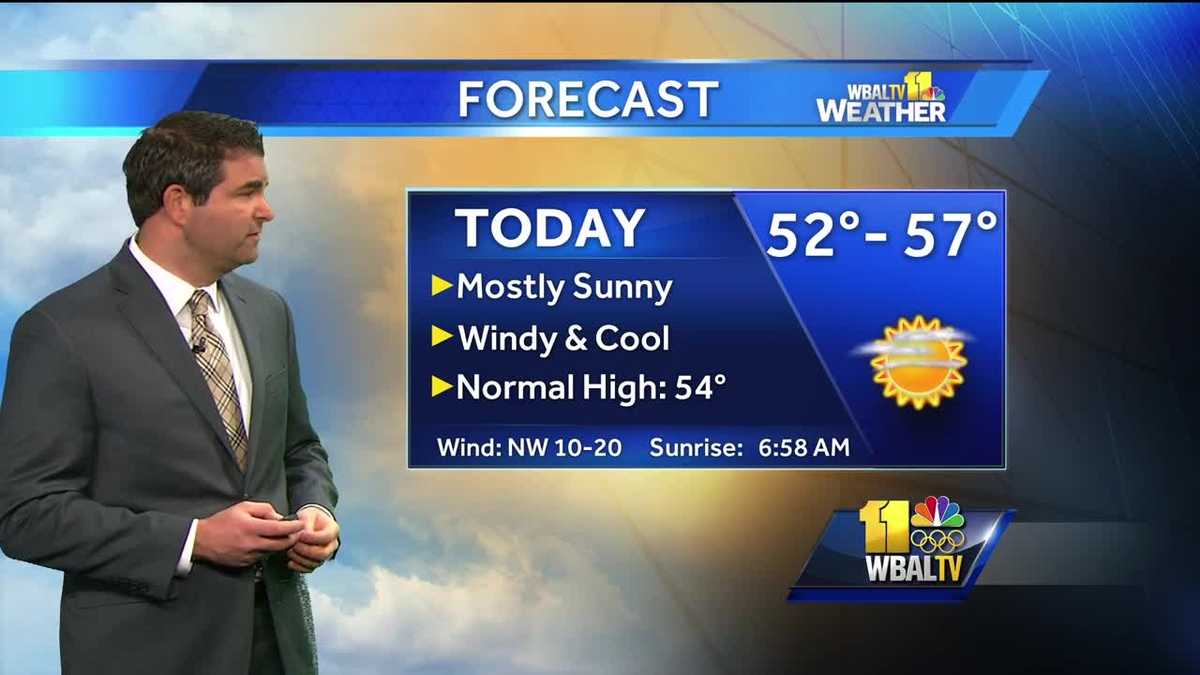 Windy, cool, sunny Wednesday with temps in 50s