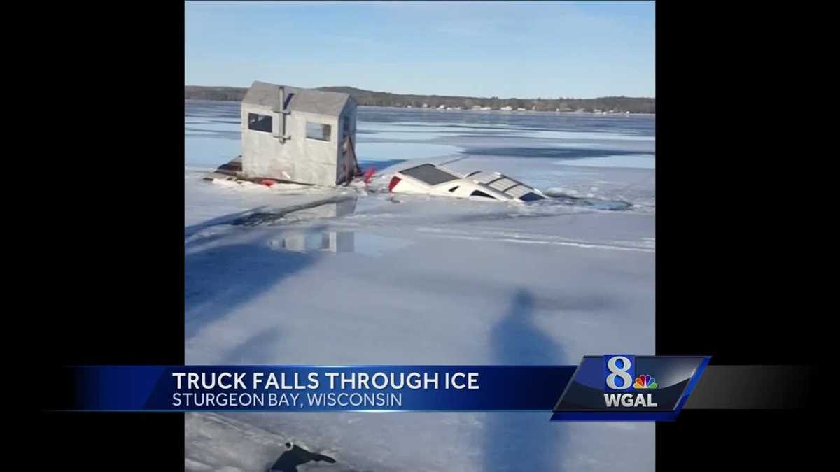 Truck falls through ice on Lake Michigan